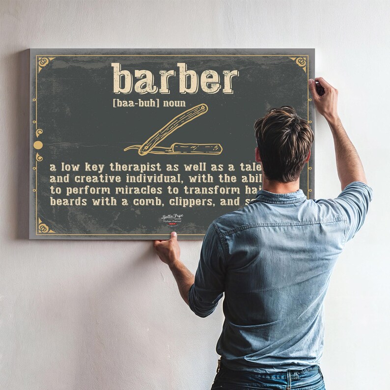Barber Word Definition Wall Art - Gift for Barber Dictionary Artwork - Etsy