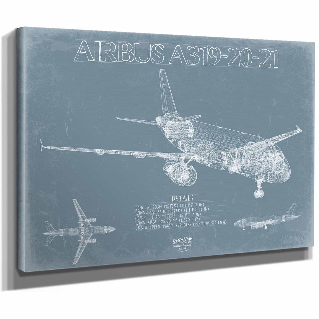 Airbus A319-20-21 Aircraft Blueprint Wall Art - Original Aviation Plane ...