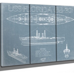 USS Florida (BB-30) Blueprint Wall Art - Original Battleship Print - Etsy