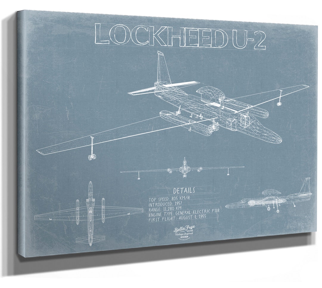 Lockheed U-2 Dragon Lady Blueprint Wall Art - Original Aviation Plane ...