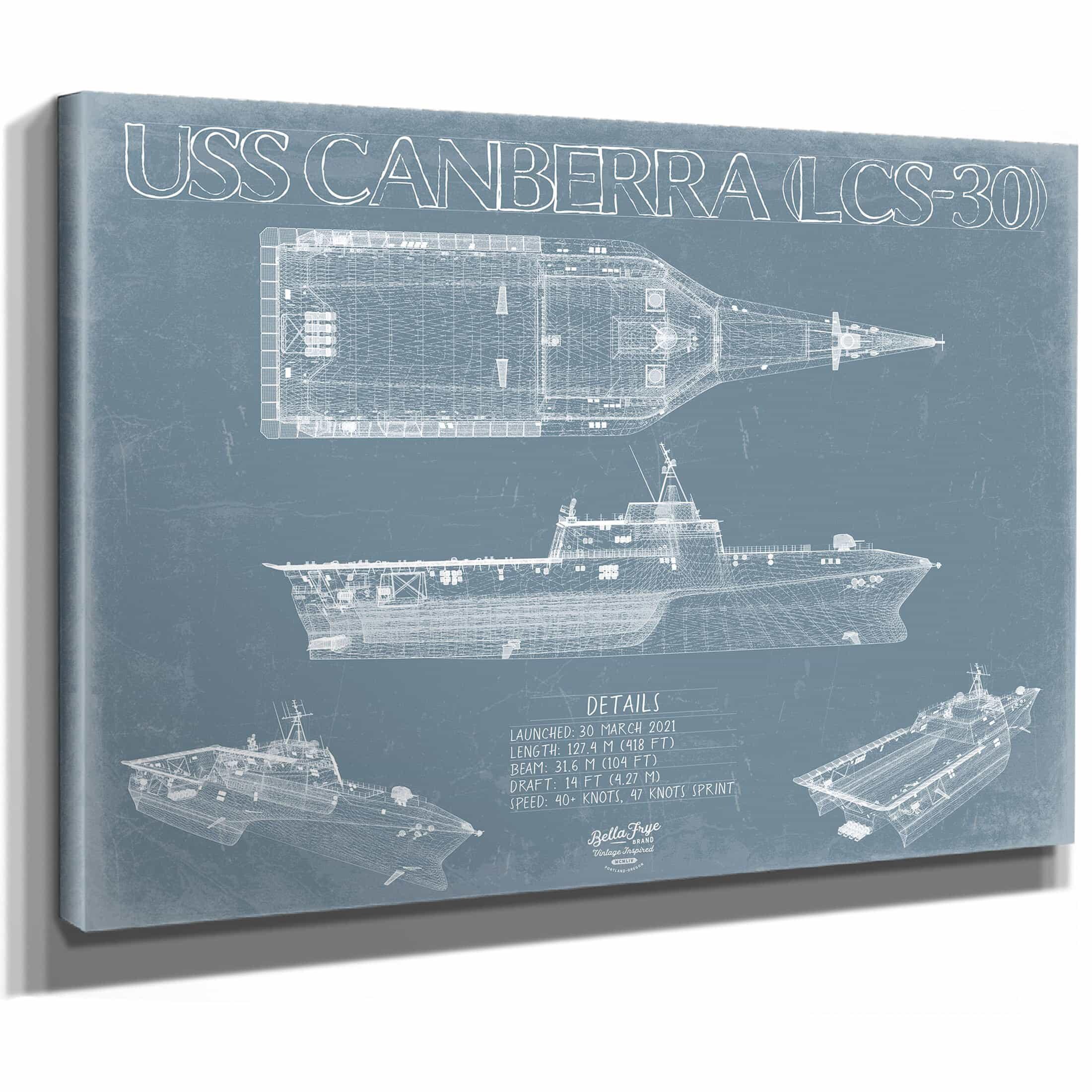 USS Canberra (LCS-30) Blueprint Wall Art - Original Littoral Combat ...