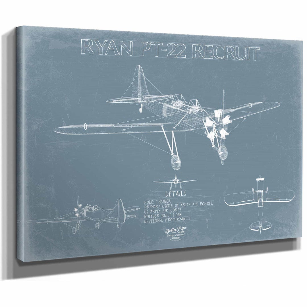Ryan PT-22 Recruit Blueprint Wall Art - Original Airplane Print - Etsy