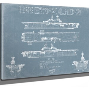 USS Essex (LHD-2) Blueprint Wall Art - Original Amphibious Assault Ship ...