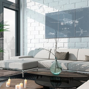 Bombardier CS300 Aircraft Blueprint Wall Art Original Aviation Plane ...