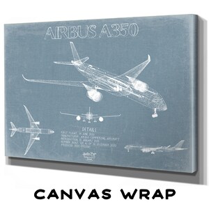 Airbus A350 Aircraft Blueprint Wall Art - Original Aviation Plane Print ...