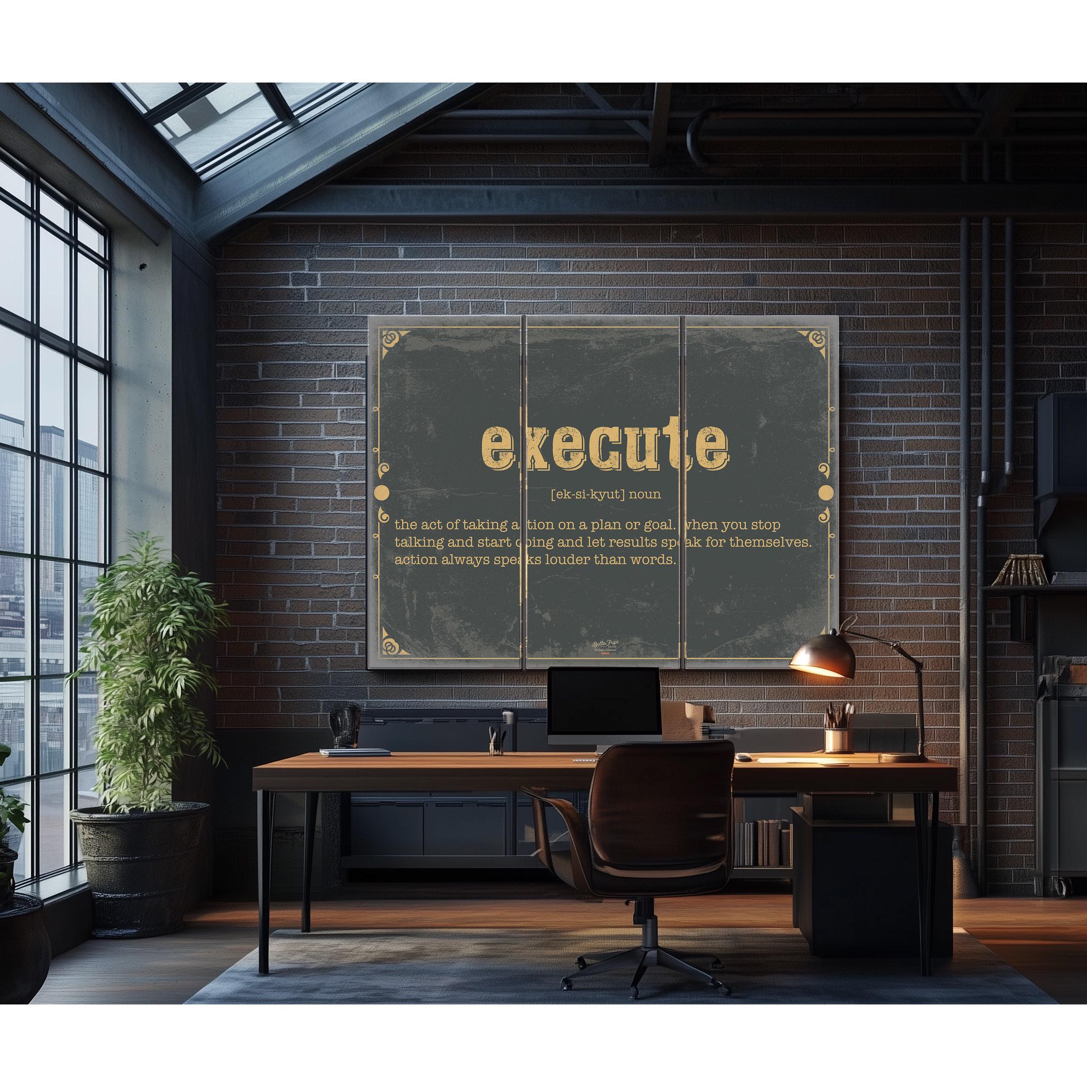 Execute Word Definition Wall Art - Gift for Strength Dictionary Artwork ...