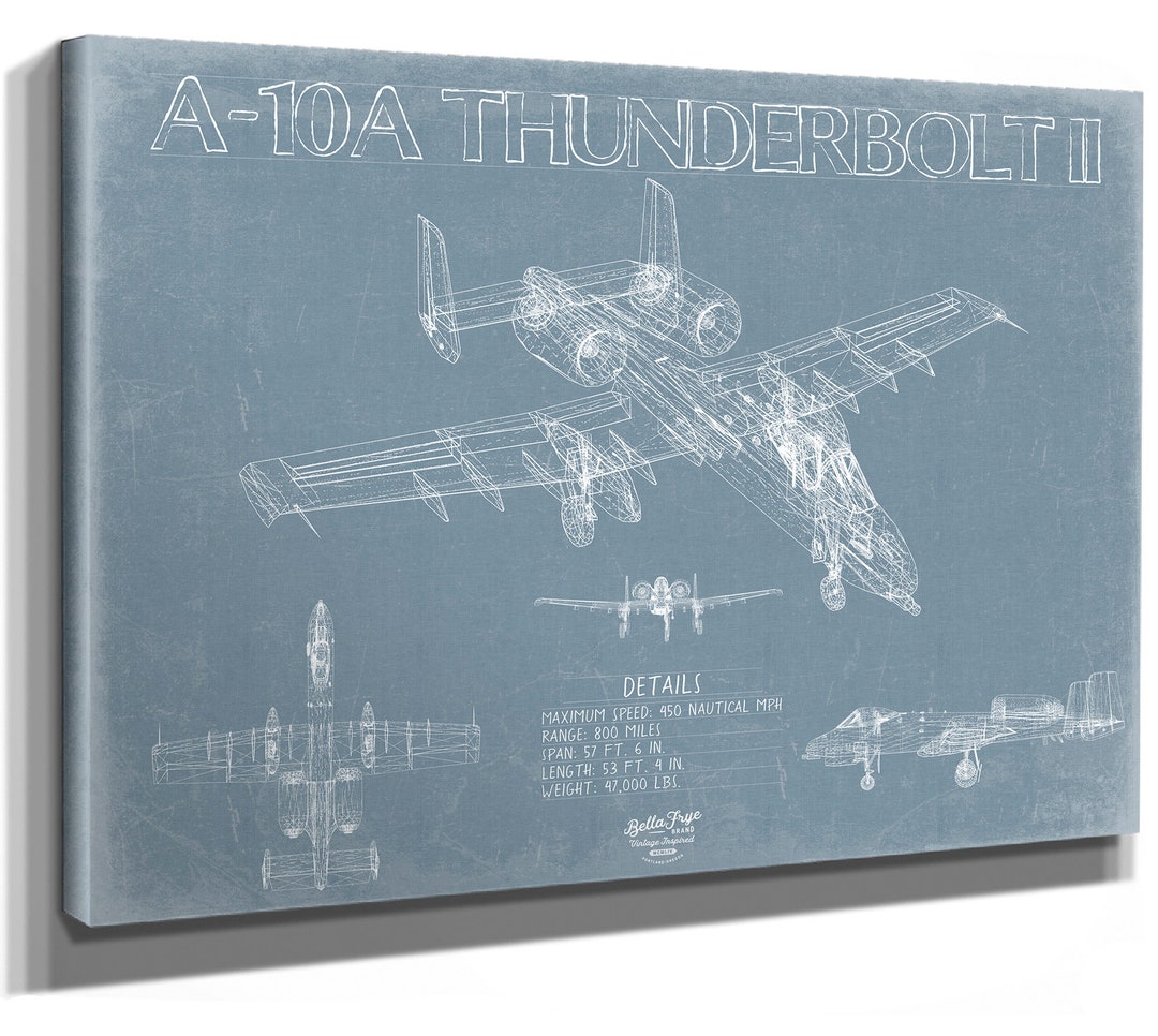 A-10A Thunderbolt II Aircraft Blueprint Wall Art - Original Aviation ...