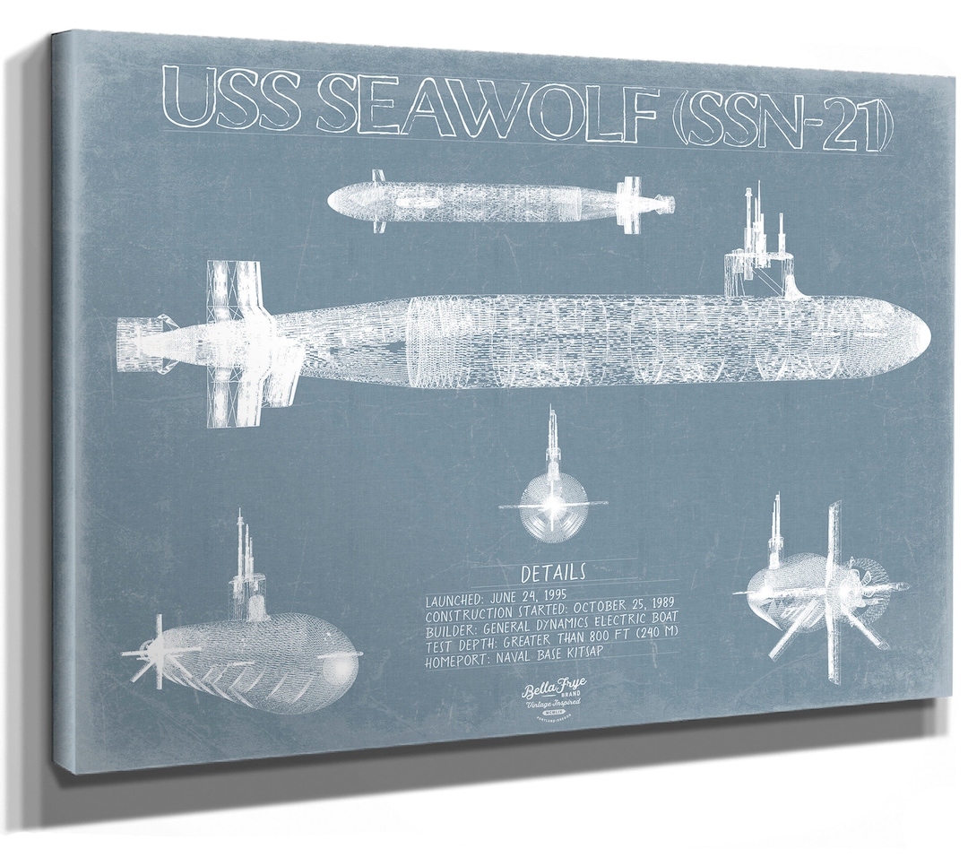 USS Seawolf (SSN-21) Blueprint Wall Art - Original Submarine Print - Etsy