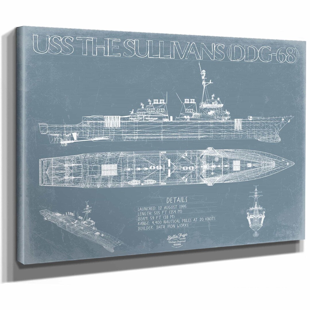 USS the Sullivans (DDG-68) Blueprint Wall Art - Original Destroyer ...