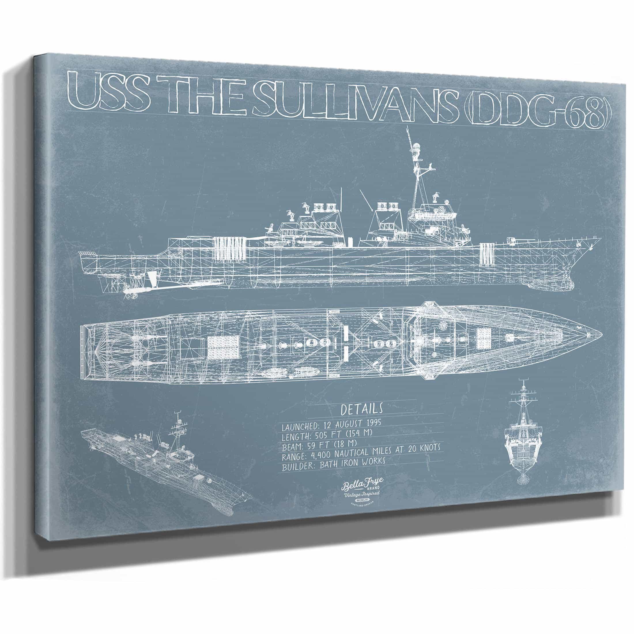 USS the Sullivans (DDG-68) Blueprint Wall Art - Original Destroyer ...