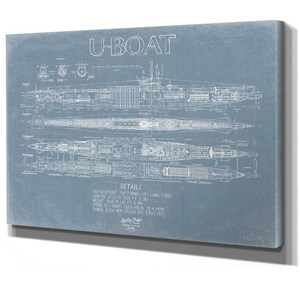 U-boat Blueprint Wall Art - Original Nautical Print - Etsy