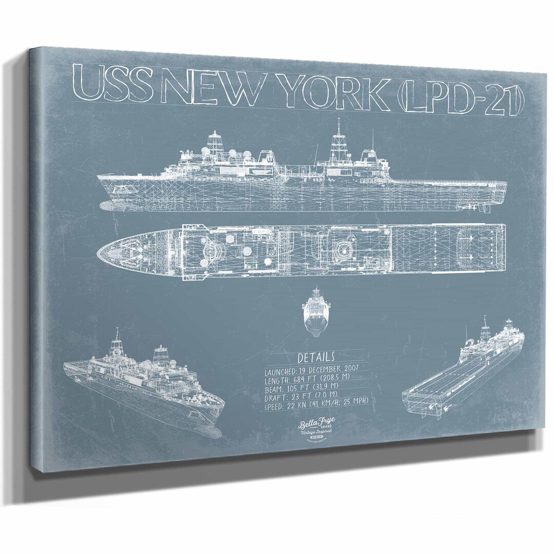 USS New York (LPD-21) Blueprint Wall Art - Original Amphibious ...
