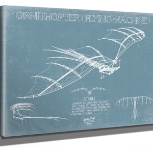 Leonardo Da Vinci Ornithopter Wall Art Original Flying Machine Airplane ...