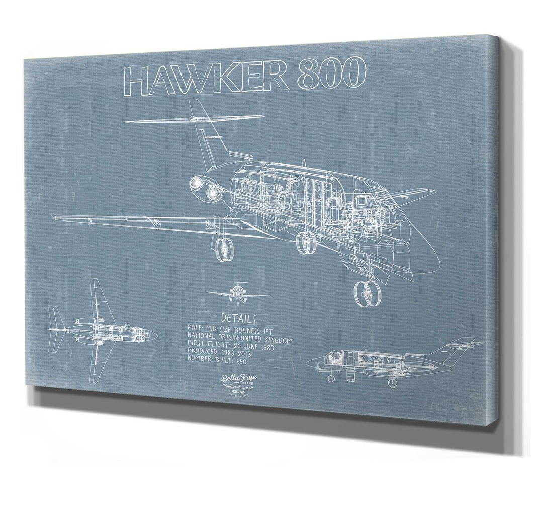 Hawker 800 Aircraft Blueprint Wall Art - Original Airplane Print - Etsy