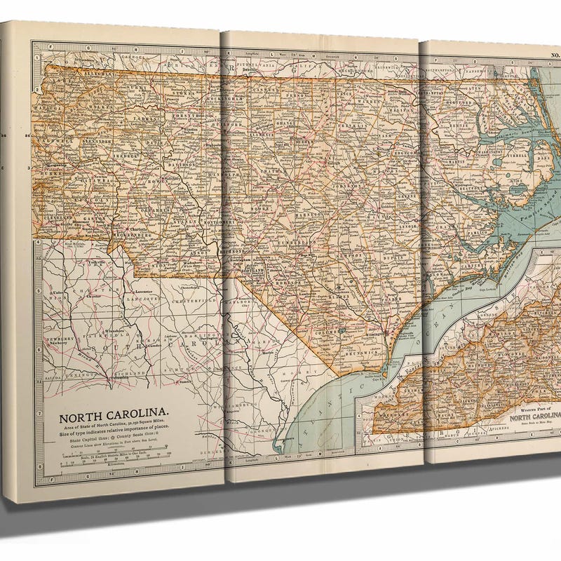 N Carolina Map - Etsy