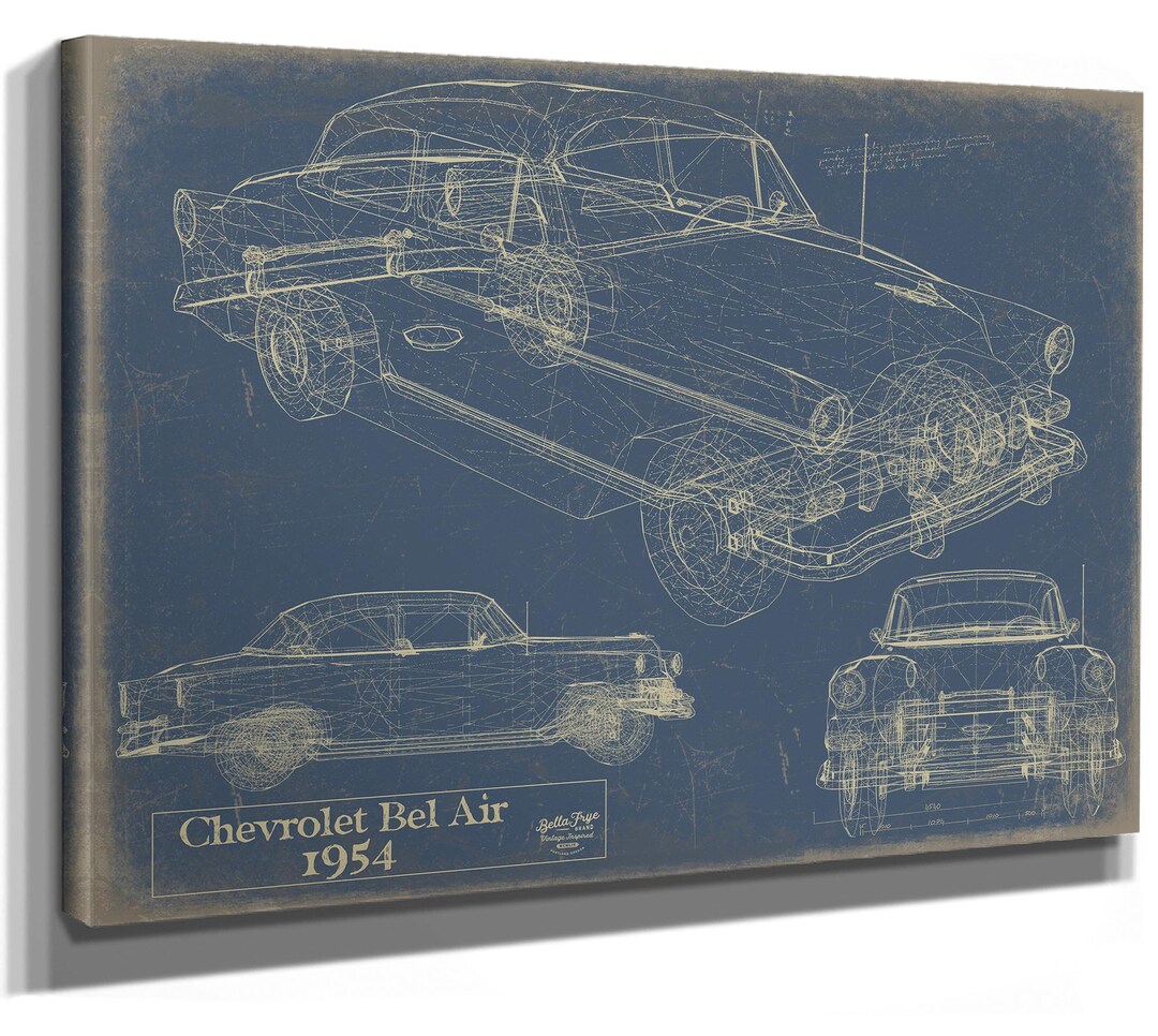 Original 1954 Chevrolet Bel Air Hardtop Car Blueprint - Gifts for Dad ...
