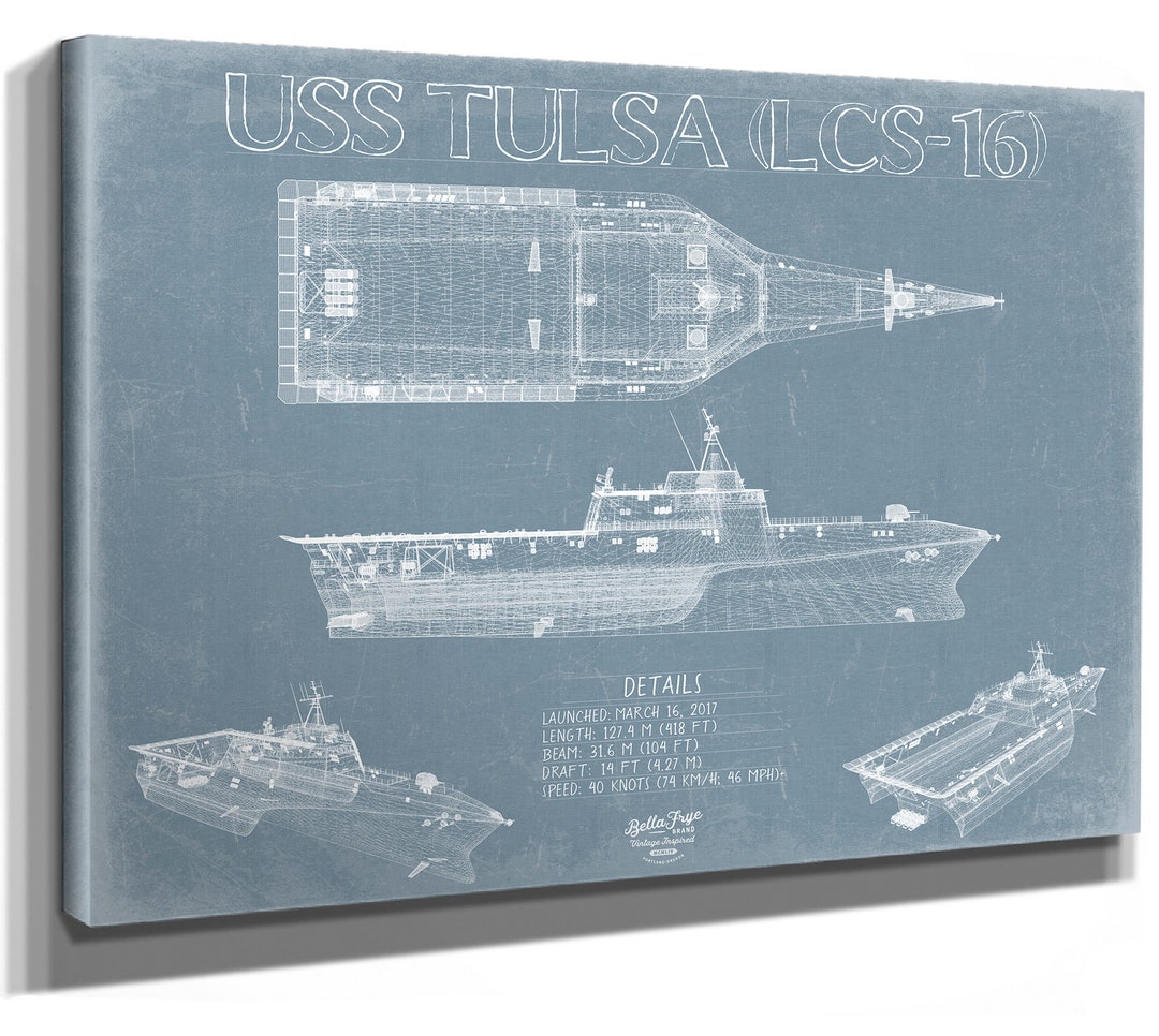 USS Tulsa (LCS-16) Blueprint Wall Art - Original Littoral Combat Ship ...