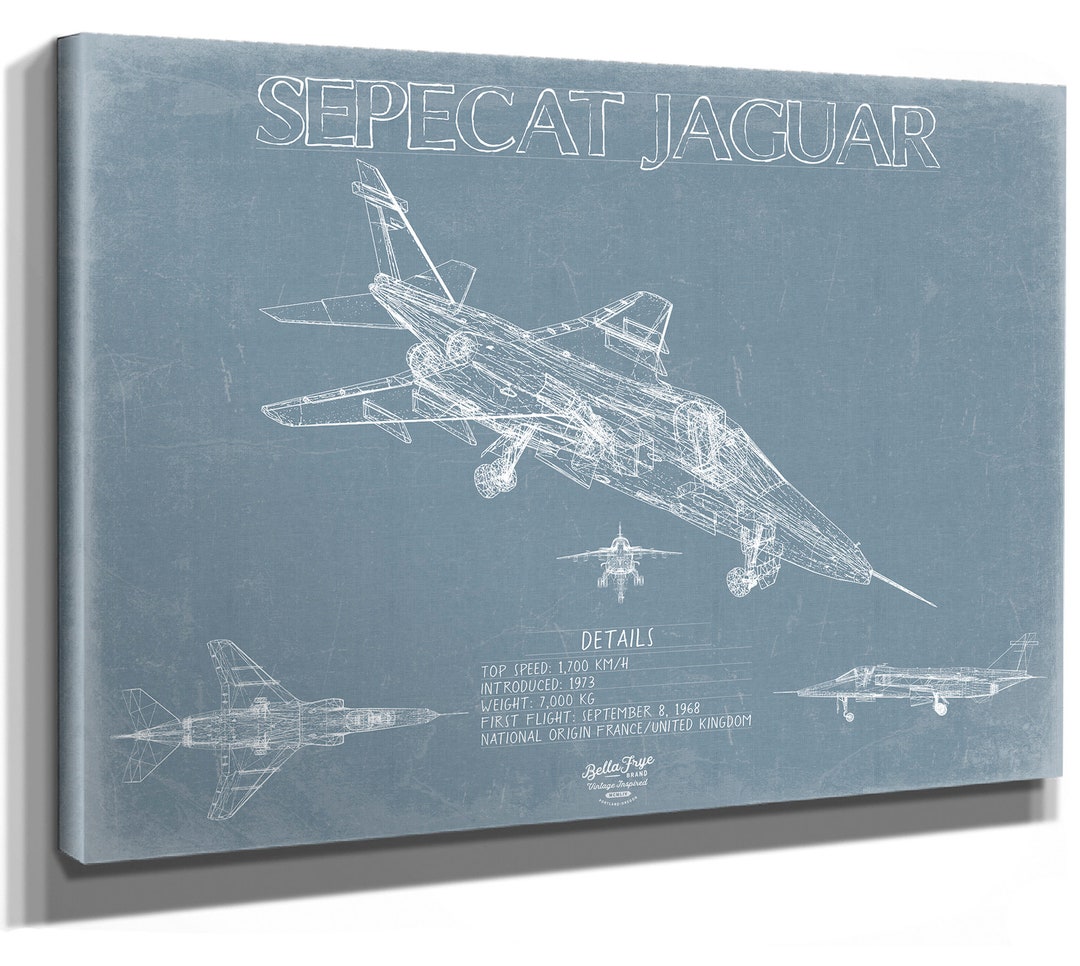 SEPECAT Jaguar Aircraft Blueprint Wall Art - Original Fighter Plane ...
