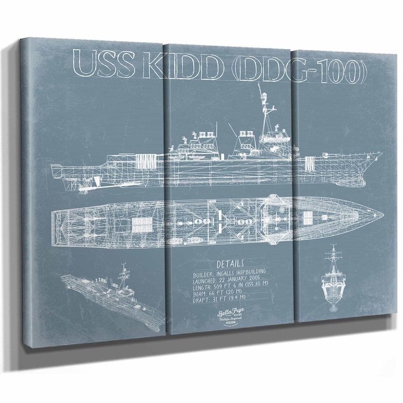 USS Kidd (DDG-100) Blueprint Wall Art - Original Guided-missile ...