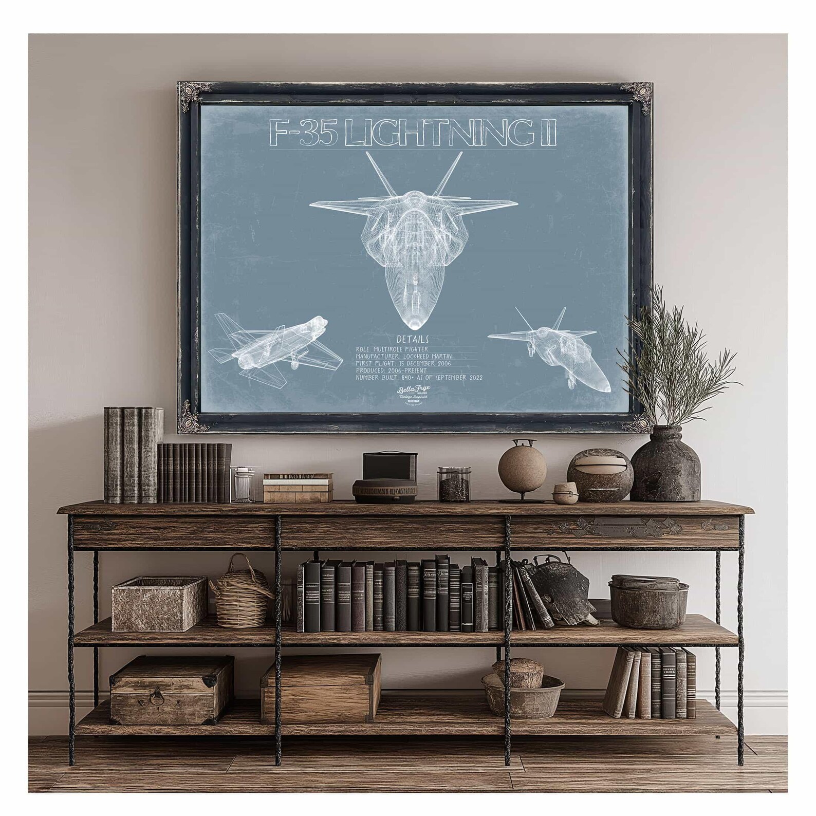 F-35 Lightning II Aircraft Blueprint Wall Art - Original Fighter Plane ...