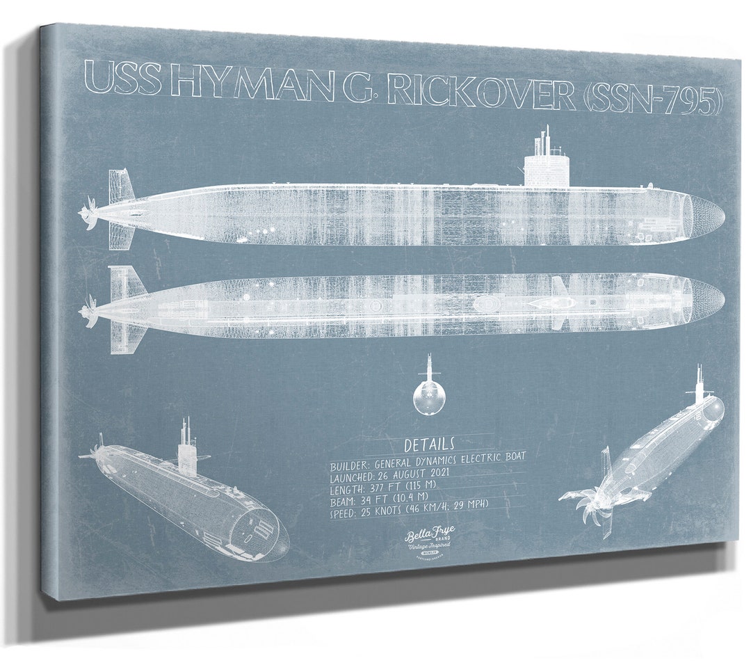 USS Hyman G. Rickover SSN-795 Blueprint Wall Art Original Submarine ...