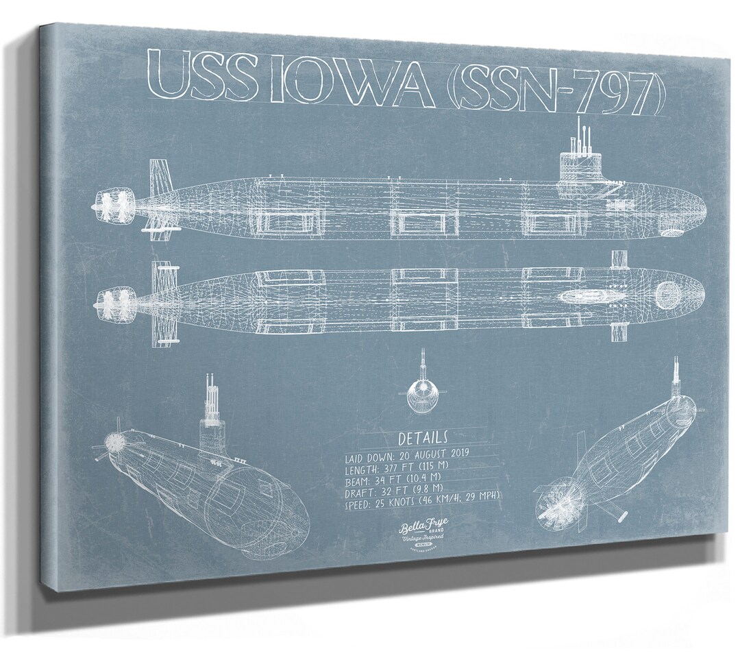 USS Iowa (SSN-797) Blueprint Wall Art - Original Submarine Print - Etsy