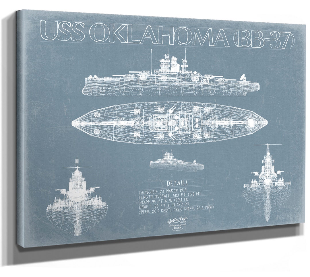 USS Oklahoma (BB-37) Blueprint Wall Art - Original Cruiser Print - Etsy