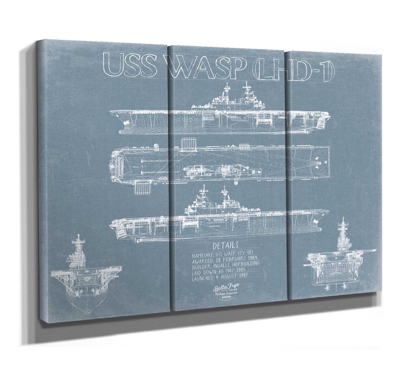 USS Wasp LHD-1 Blueprint Wall Art Original Carrier Print - Etsy