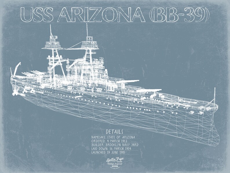 USS Arizona BB-39 Blueprint Wall Art Original Carrier Print - Etsy