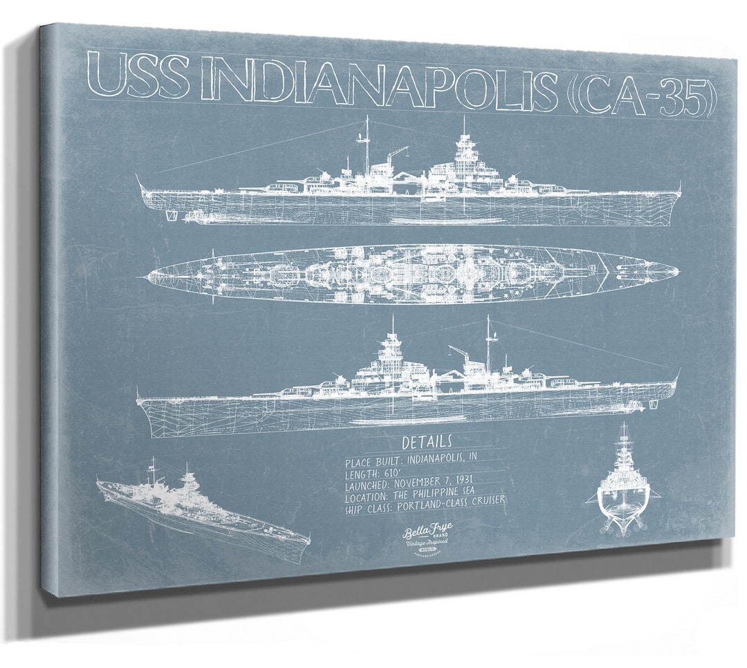 USS Indianapolis (CA-35) Blueprint Wall Art - Original Cruiser Print - Etsy
