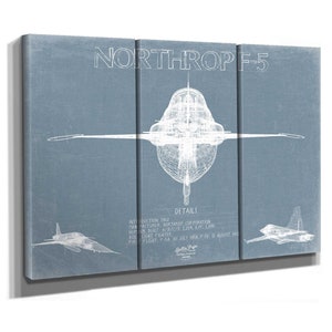 Northrop F-5 Aircraft Blueprint Wall Art - Original Fighter Plane Print ...