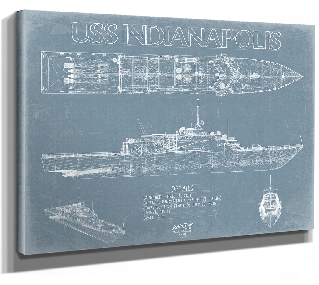USS Indianapolis (LCS-17) Blueprint Wall Art - Original Littoral Combat ...