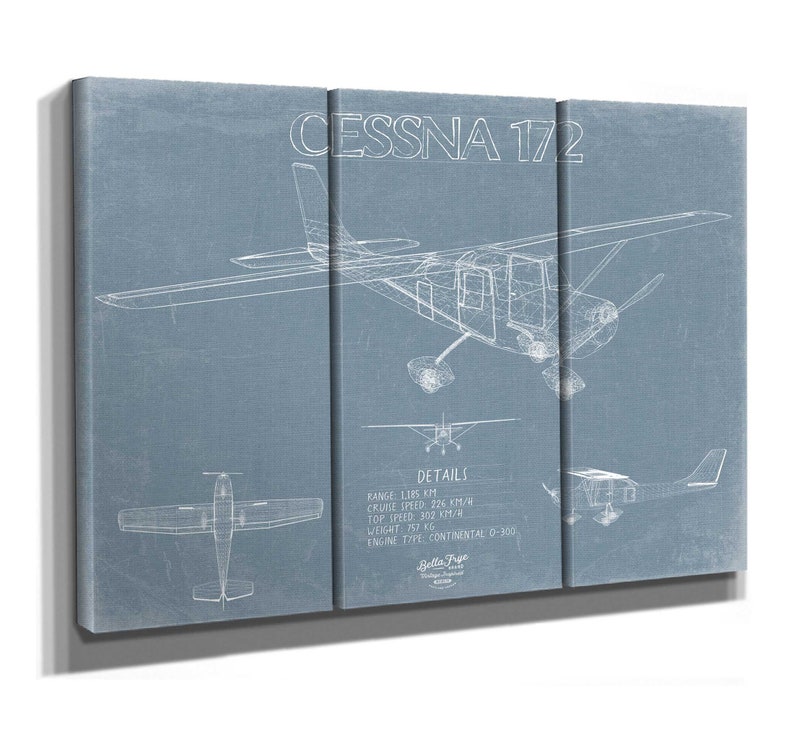 Cessna 172 Aircraft Blueprint Wall Art Original Airplane - Etsy