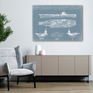 USS John F. Kennedy (CV-67) Blueprint Wall Art - Original Carrier Print ...