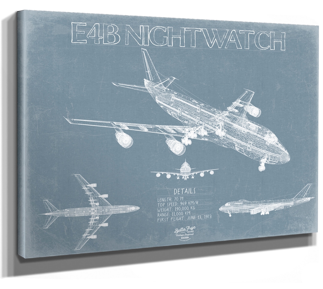 Boeing E4B Nightwatch Aircraft Blueprint Wall Art - Original Aviation ...