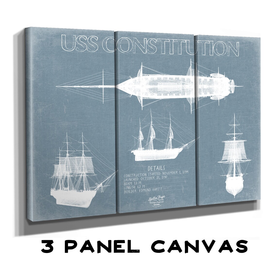 USS Constitution old Ironsides Blueprint Wall Art Original - Etsy