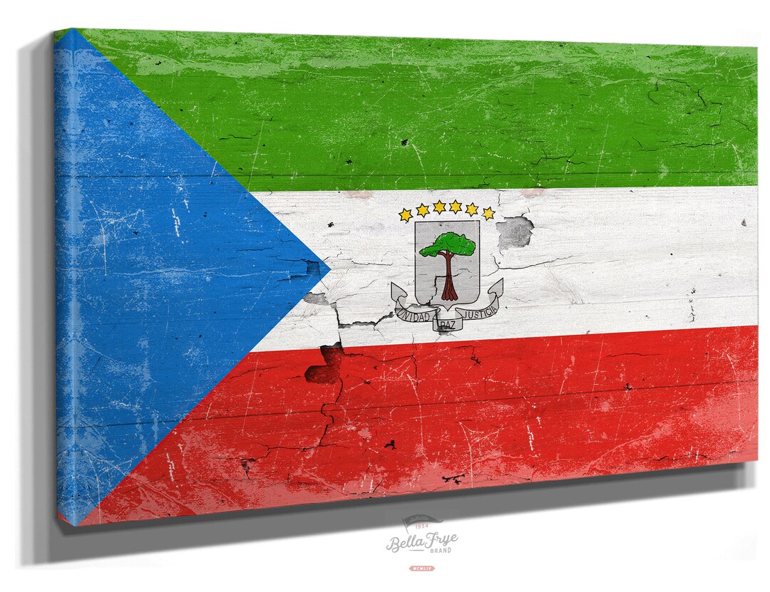 Equatorial Guinea Flag Wall Art - Vintage Equatorial Guinea Flag Sign ...