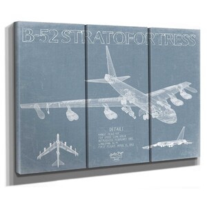 B-52 Stratofortress Aircraft Blueprint Wall Art - Original Aviation ...
