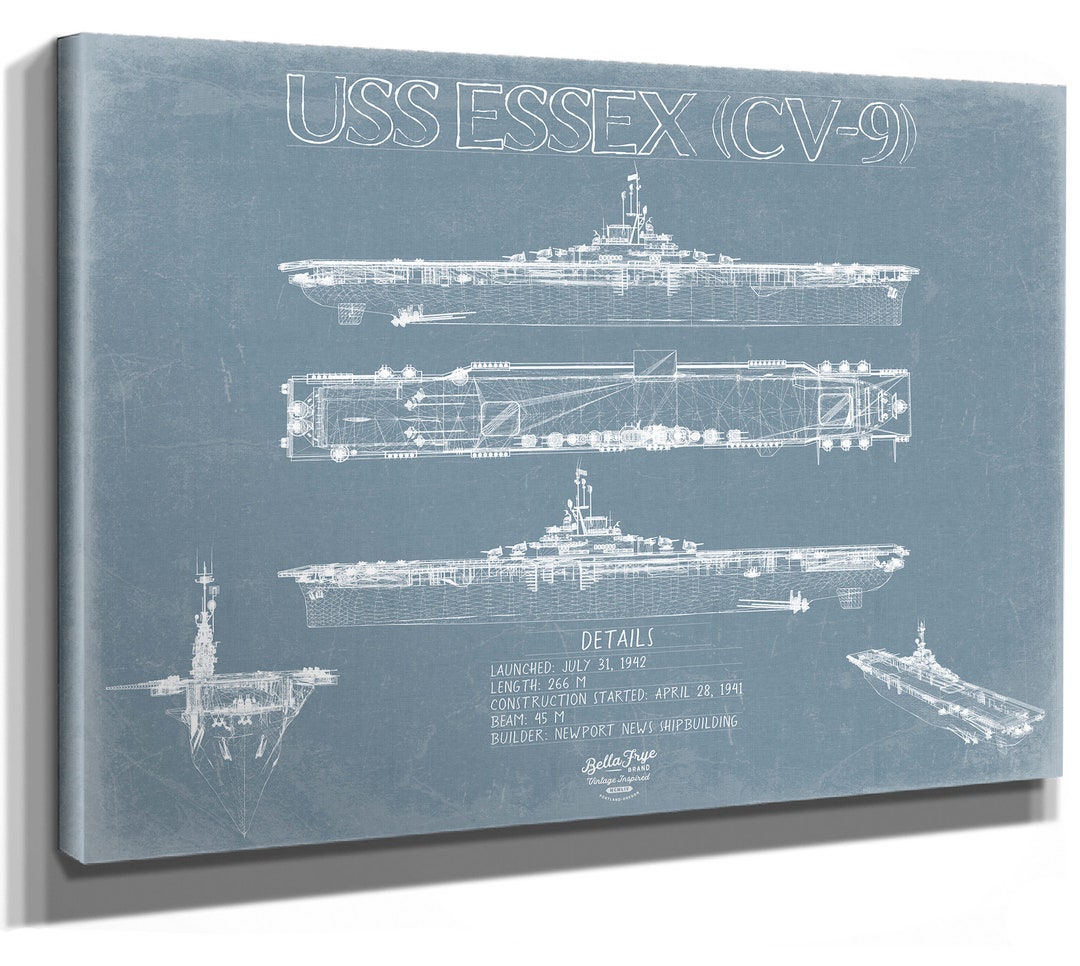 USS Essex (CV-9) Blueprint Wall Art - Original Carrier Print - Etsy