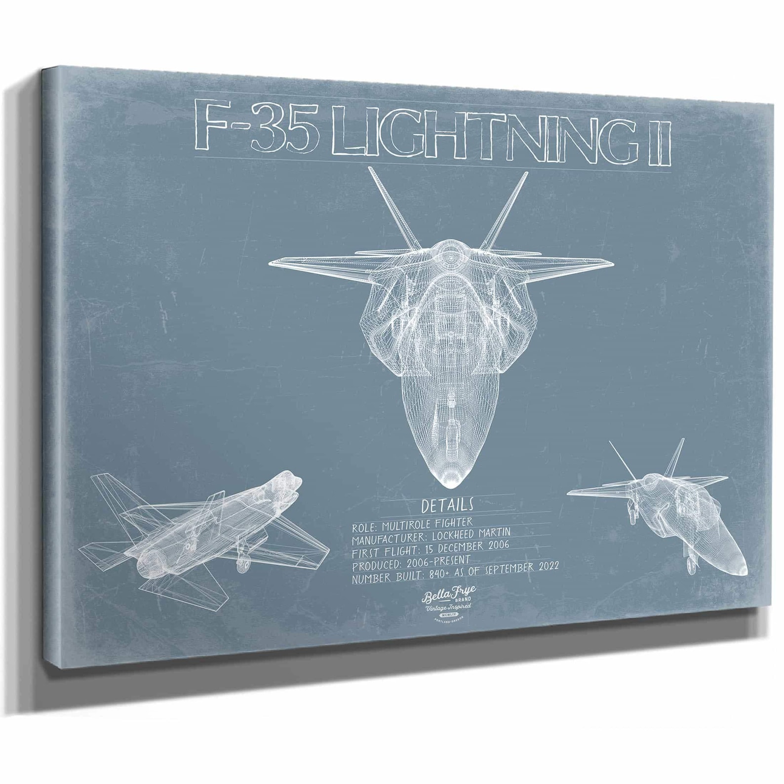 F-35 Lightning II Aircraft Blueprint Wall Art - Original Fighter Plane ...
