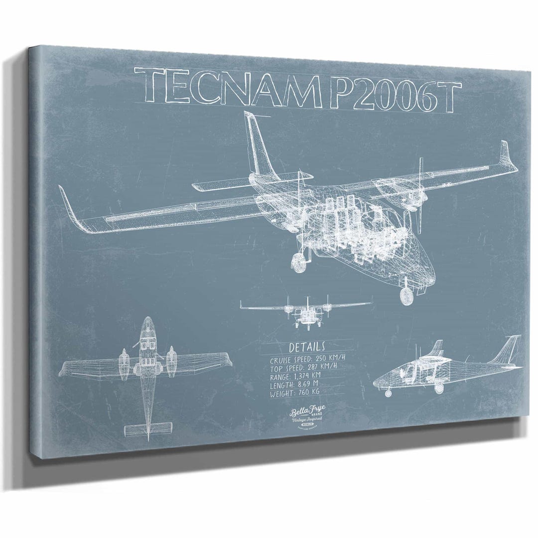 Tecnam P2006T Aircraft Blueprint Wall Art - Original Airplane Print ...