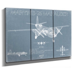 Martin B-26 Marauder Aircraft Blueprint Wall Art - Original Military ...