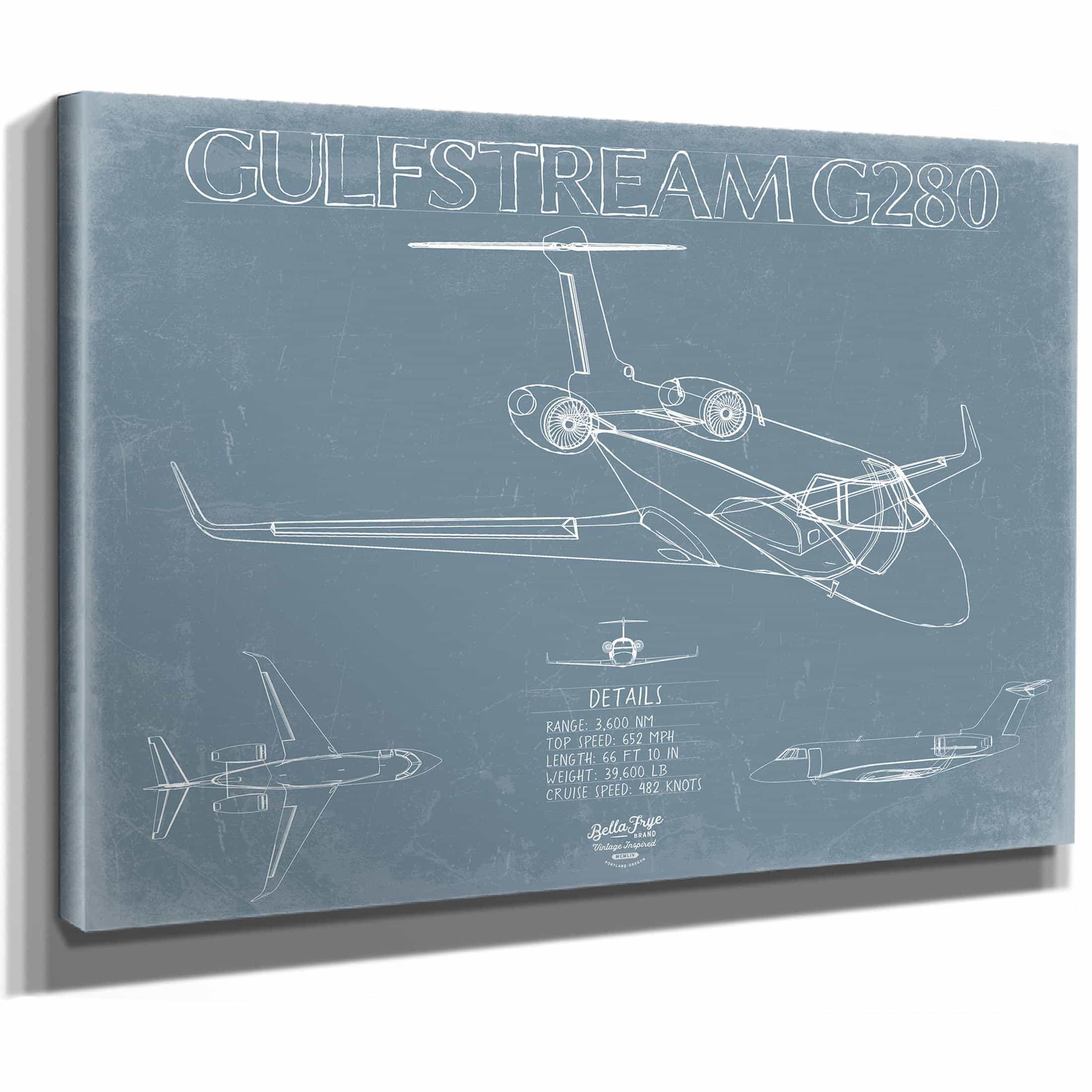 Gulfstream G280 Aircraft Blueprint Wall Art - Original Airplane Print ...