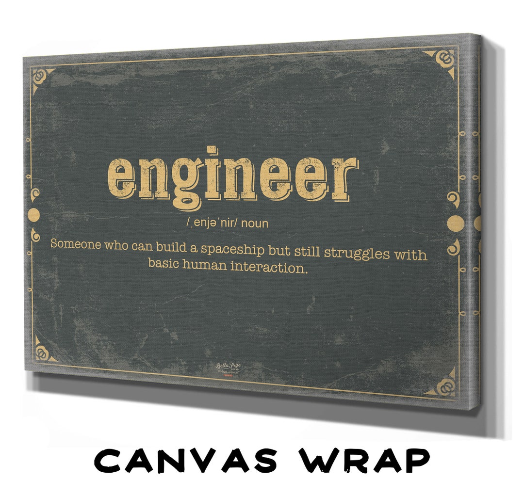 Engineer Word Definition Wall Art - Gift for Engineer Dictionary ...