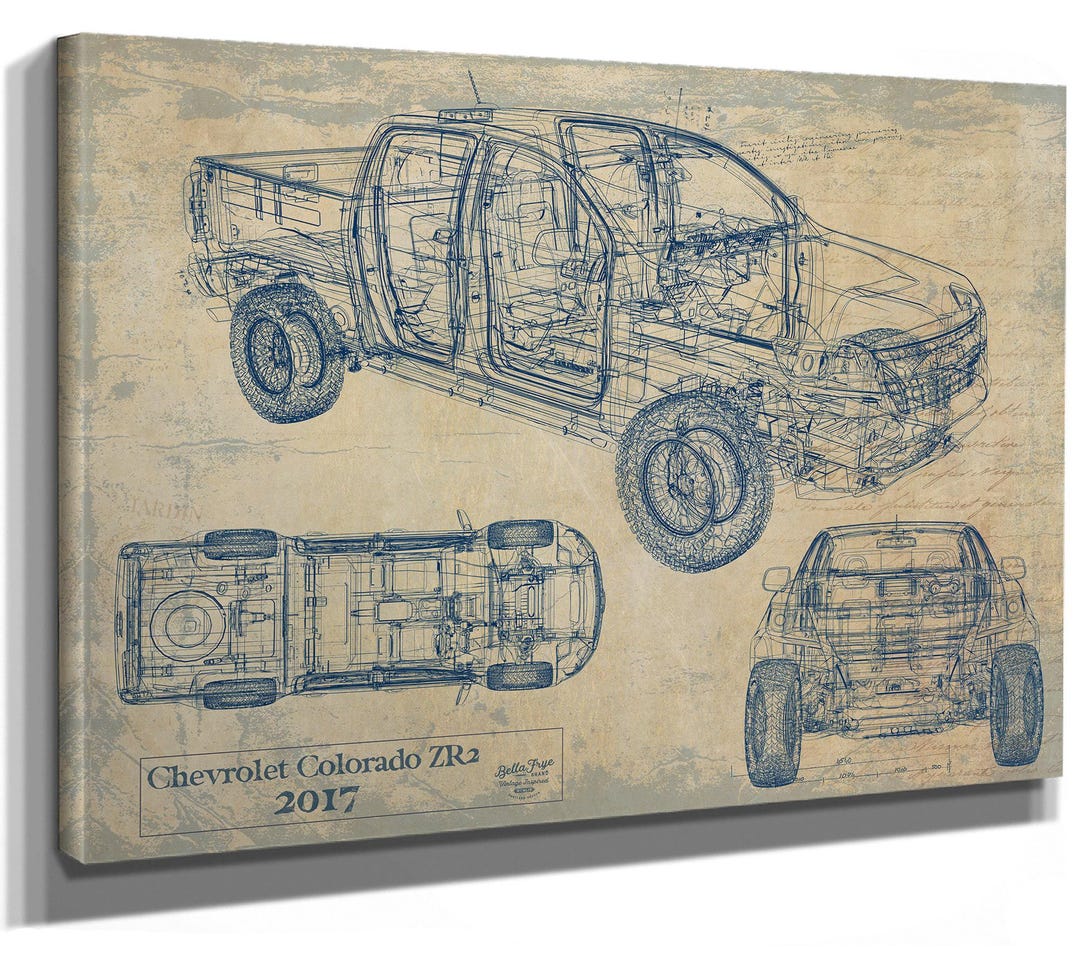 Vintage 2017 Car Model Print, Original Blueprint Canvas, Framed, or ...