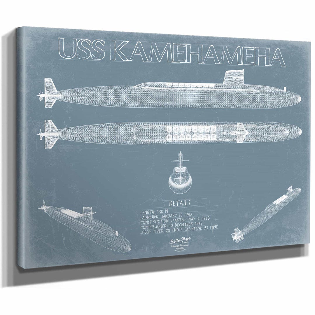 USS Kamehameha (SSBN-642) Blueprint Wall Art - Original Submarine Print ...
