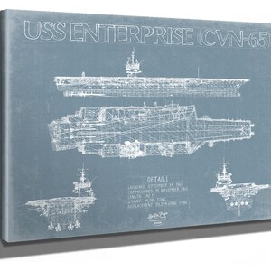 USS Enterprise (CVN-65) Aircraft Carrier Blueprint Wall Art - Original ...