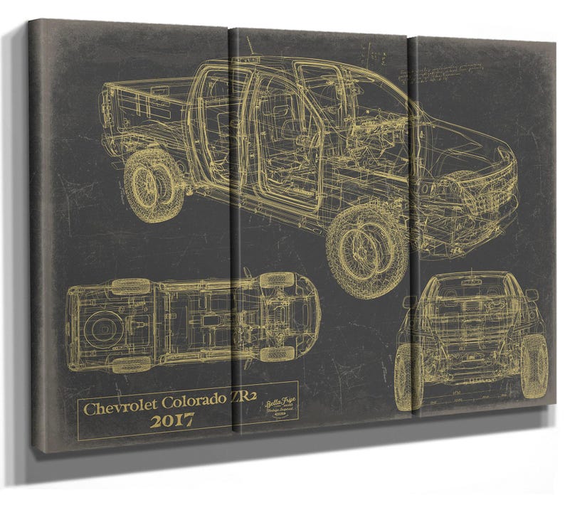 Vintage 2017 Car Model Print, Original Blueprint Canvas, Framed, or ...