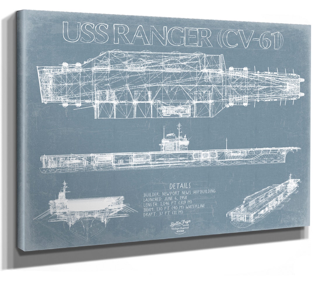 USS Ranger (CV-61) Blueprint Wall Art - Original Carrier Print - Etsy