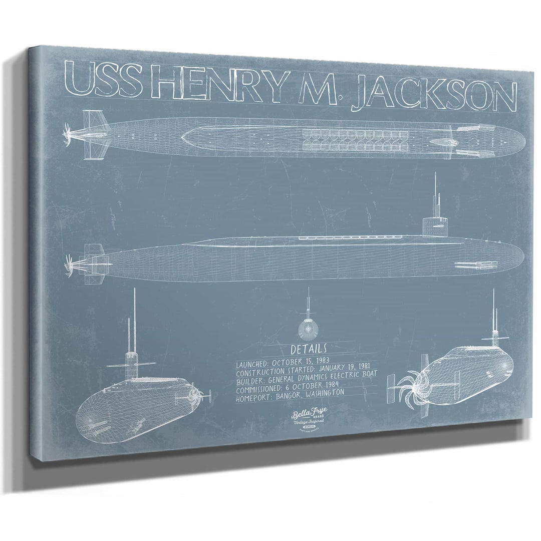 USS Henry M. Jackson (SSBN-730) Blueprint Wall Art - Original Submarine ...